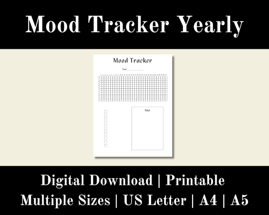 Yearly Mood Tracker Blank Printable, Mood Worksheet Journal Digital ...