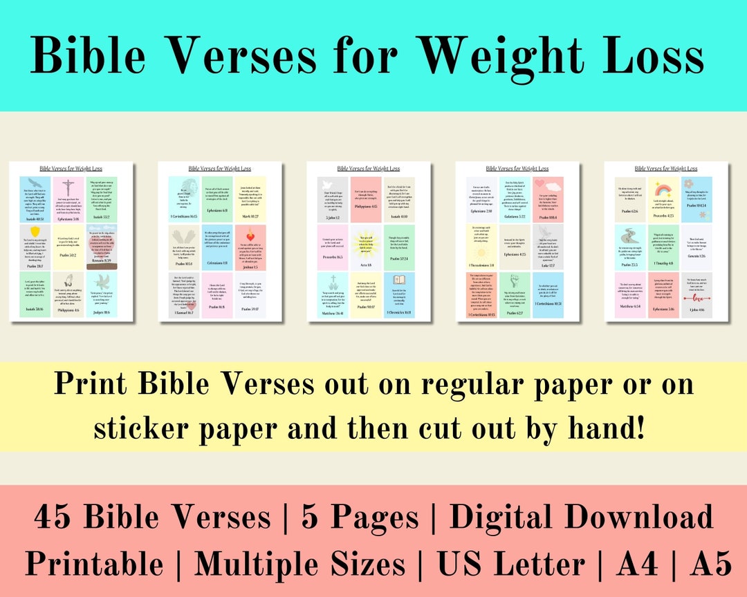 Printable Bible Verse Weight Loss Stickers, Digital Scripture Stickers ...