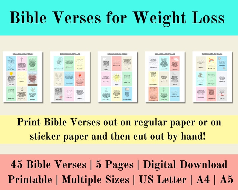Printable Bible Verse Weight Loss Stickers, Digital Scripture Stickers ...