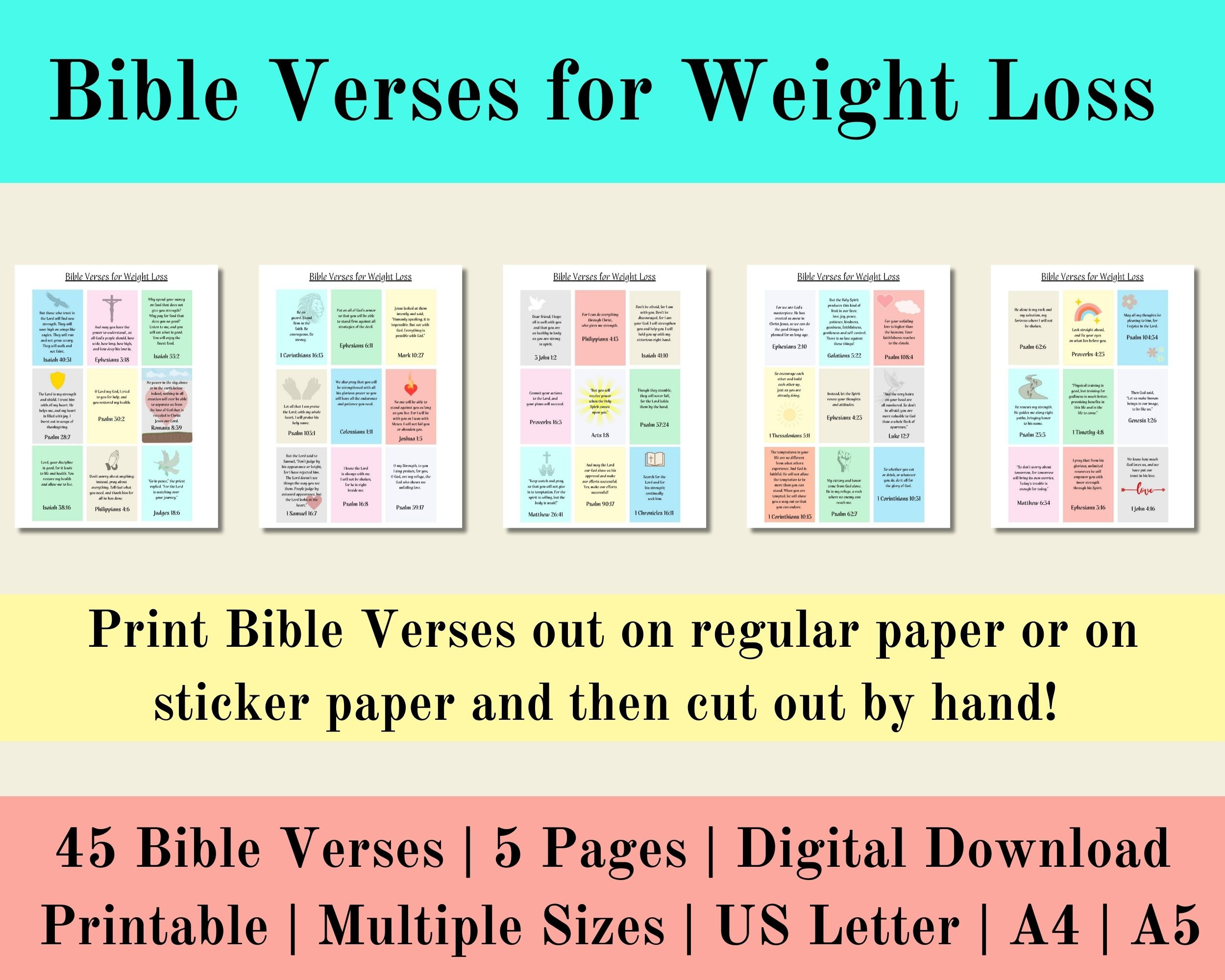Printable Bible Verse Weight Loss Stickers, Digital Scripture Stickers ...