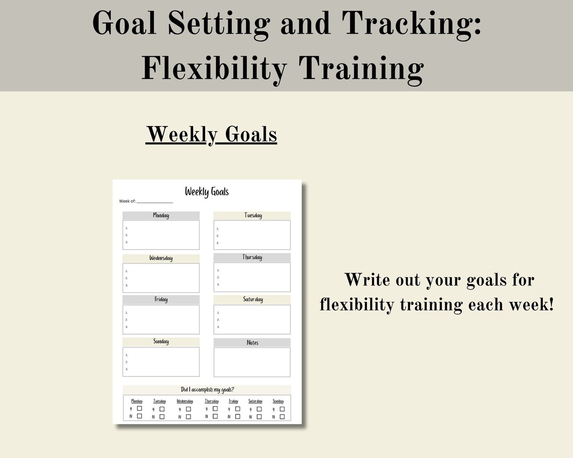 Goal Setting and Tracking Flexibility Training Tracker Goal - Etsy