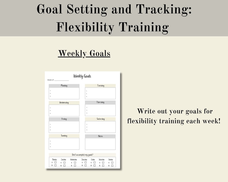 Goal Setting and Tracking Flexibility Training Tracker Goal - Etsy