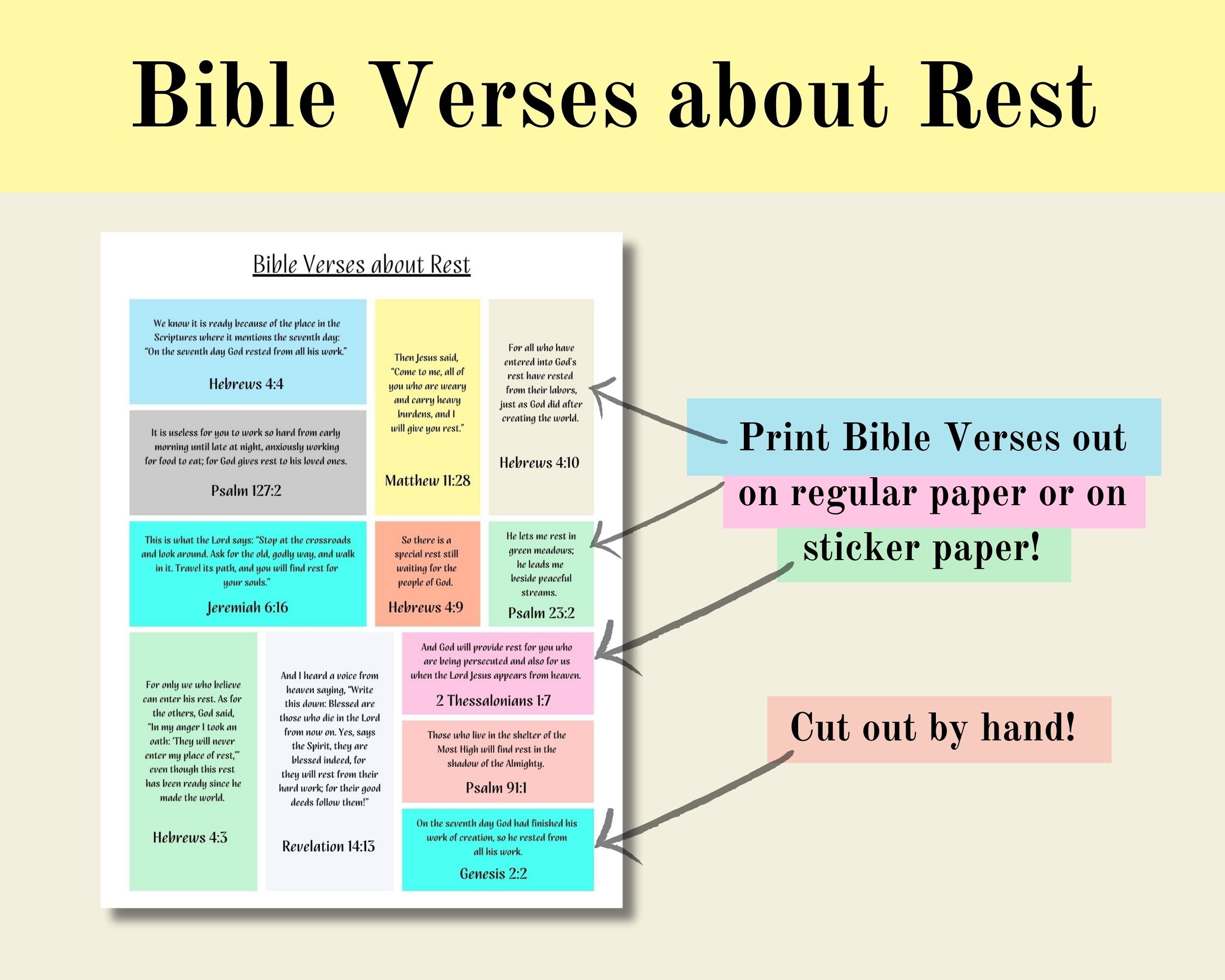 Printable Bible Verse Rest Stickers, Digital Scripture Stickers ...