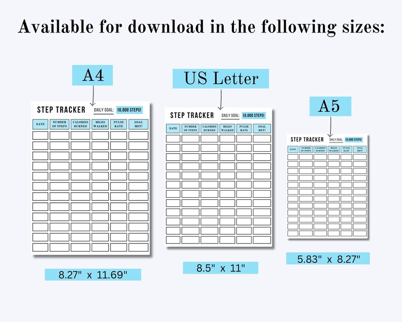 Step Tracker Printable, Daily Step Log Printable, Fitness Tracker ...