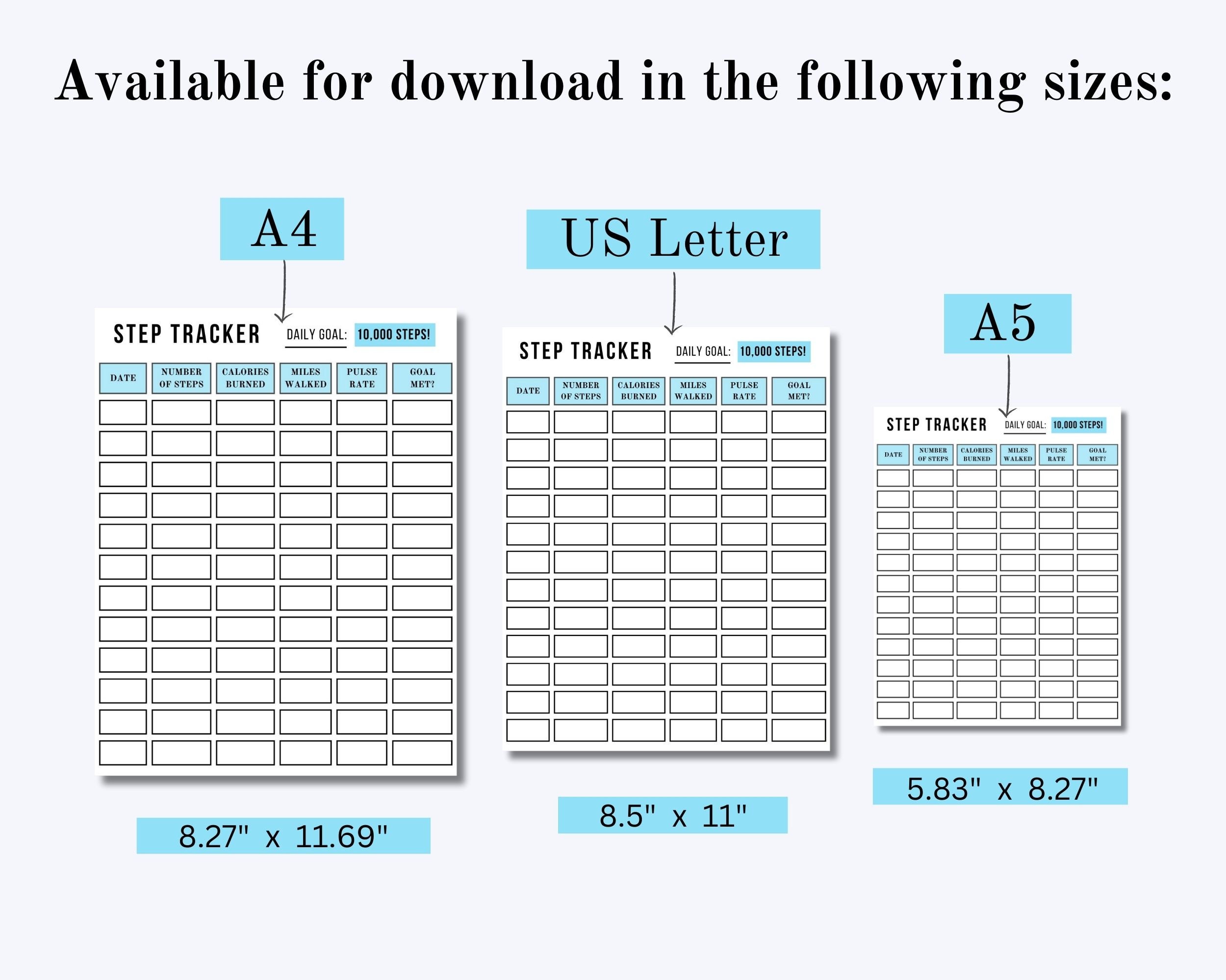 Step Tracker Printable, Daily Step Log Printable, Fitness Tracker ...