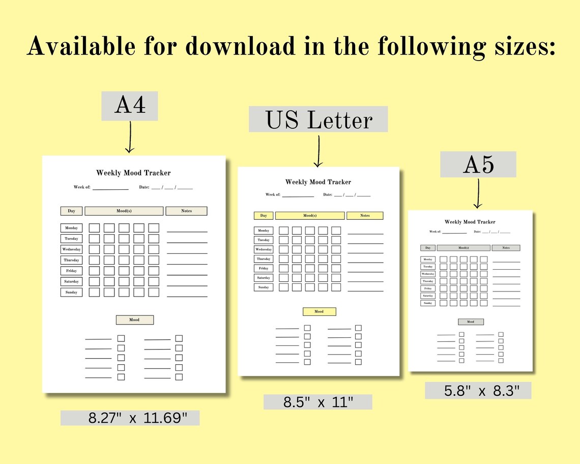 Mood Tracker Printable, Mood Planner, Weekly Mood Tracker, Mood Log ...