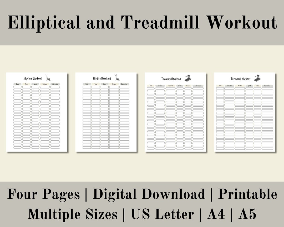 Elliptical and Treadmill Workout, Elliptical Log, Treadmill Log ...