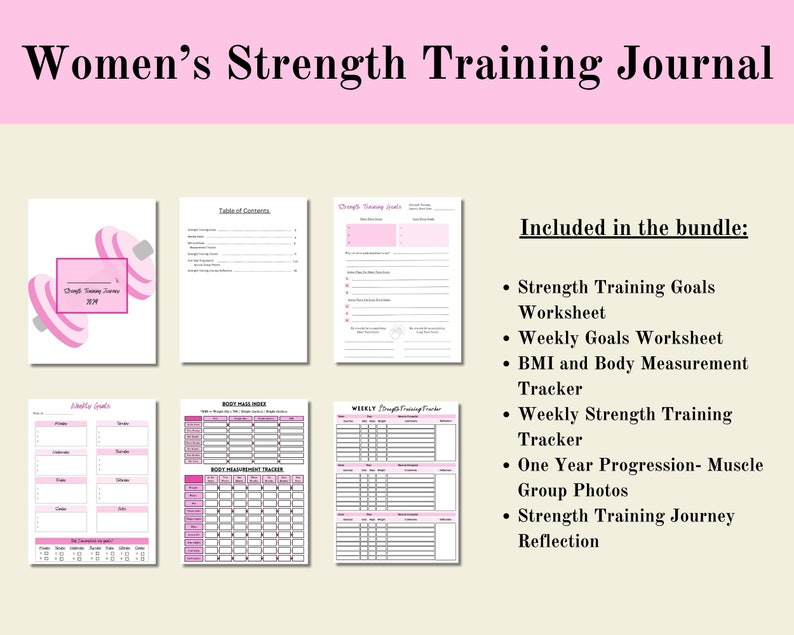 Womens Fitness and Strength Training Journal Bundle, Weight Lifting ...