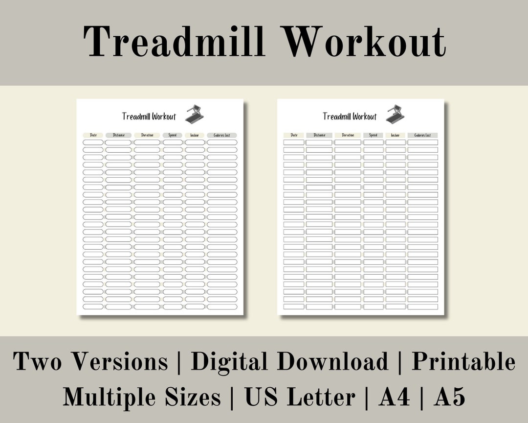 Treadmill Workout, Treadmill Log, Treadmill Tracker, Fitness Tracker ...