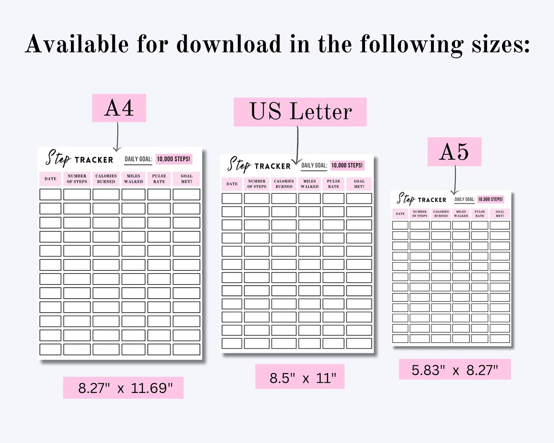 Step Tracker Printable, Daily Step Log, Weekly Step Tracker, Workout ...