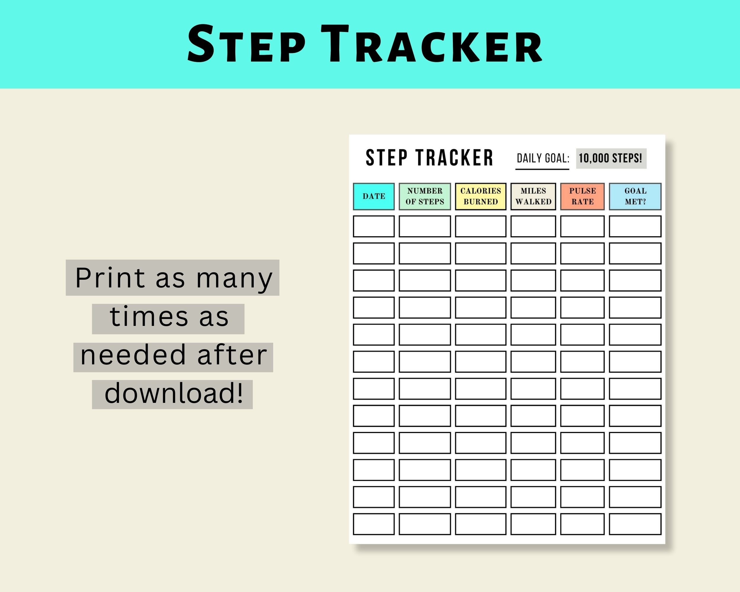Step Tracker Printable, Daily Step Log, Step Tracker, Step Fitness ...