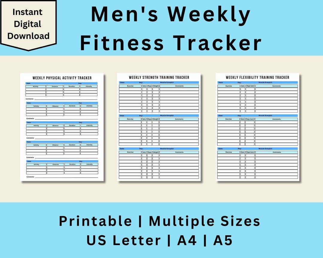 Weekly Fitness Tracker, Flexibility Training Tracker, Strength Training ...