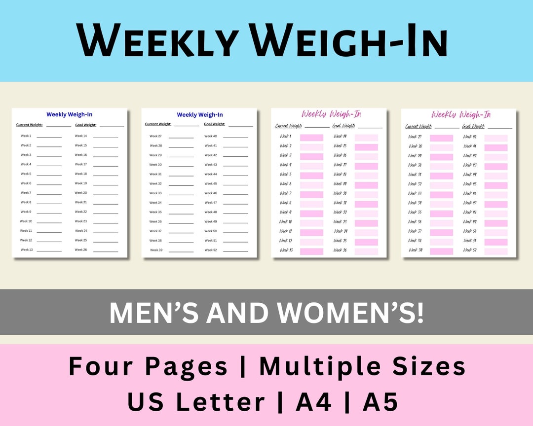 Weekly Weigh In, Weight Loss Tracker, Mens and Womens Weigh In, Weight ...
