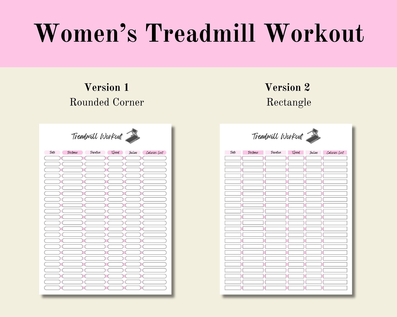 Womens Elliptical and Treadmill Workout, Elliptical Log, Treadmill Log ...