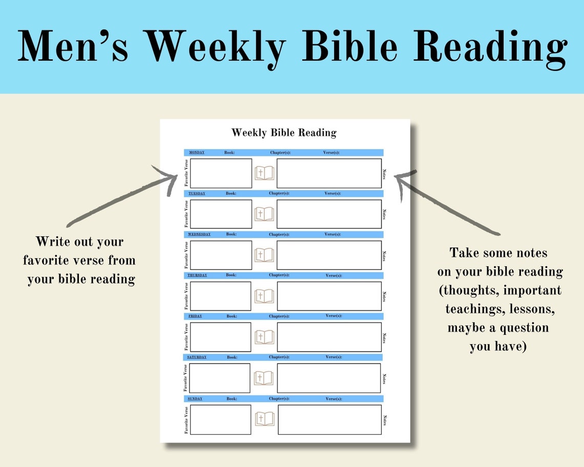Weekly Bible Reading, Bible Reading Tracker, Printable Weekly Bible ...