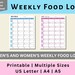Weekly Food Log, Printable Weekly Food Log, Food Tracker, Meal Tracker ...