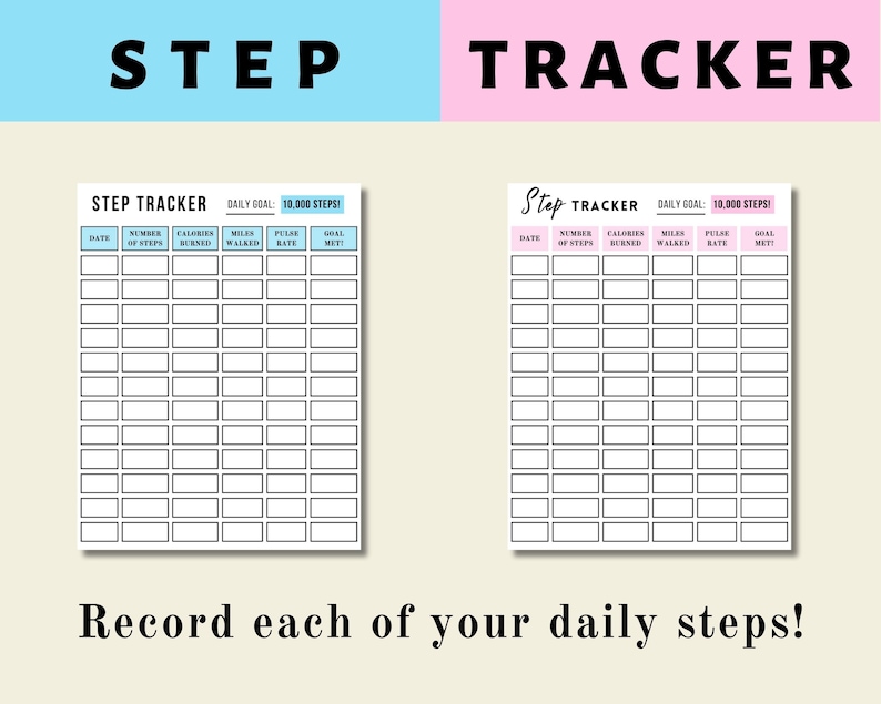 Step Tracker Printable, Daily Step Log Printable, Fitness Tracker ...