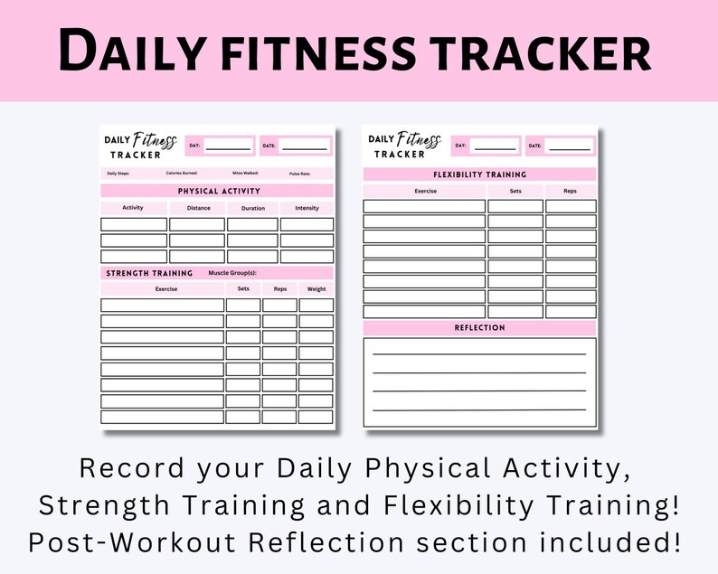 Daily Fitness Tracker Printable Fitness Planner Fitness - Etsy