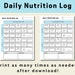 Printable Nutrition Log, Daily Nutrition Log, Meal Tracker, Food ...