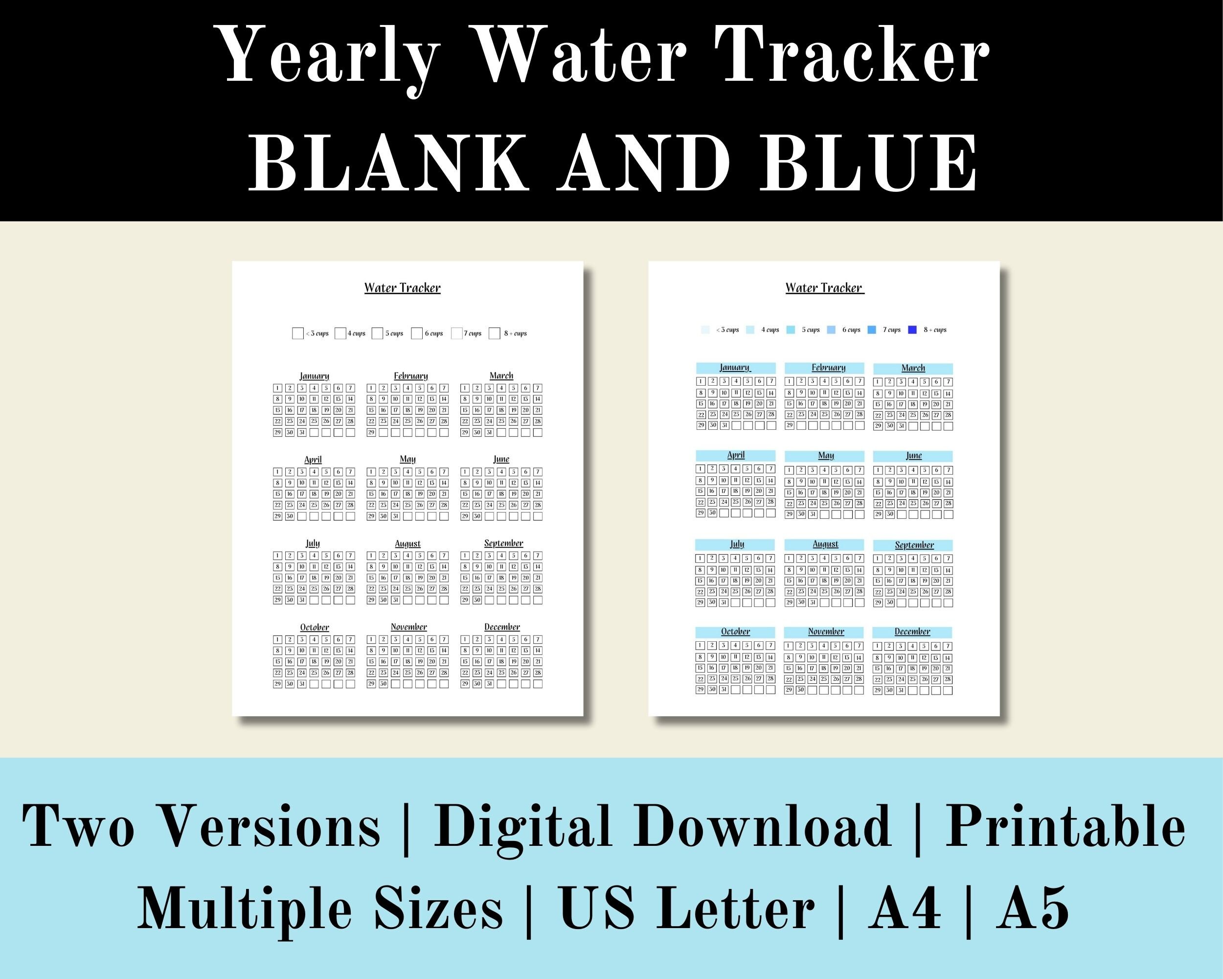 Water Tracker Printable Blue, Hydration Tracker, Habit Tracker, Water ...