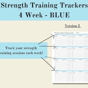 Weekly Strength Training 4 Week Trackers Blue, Fitness Tracker, Weight ...