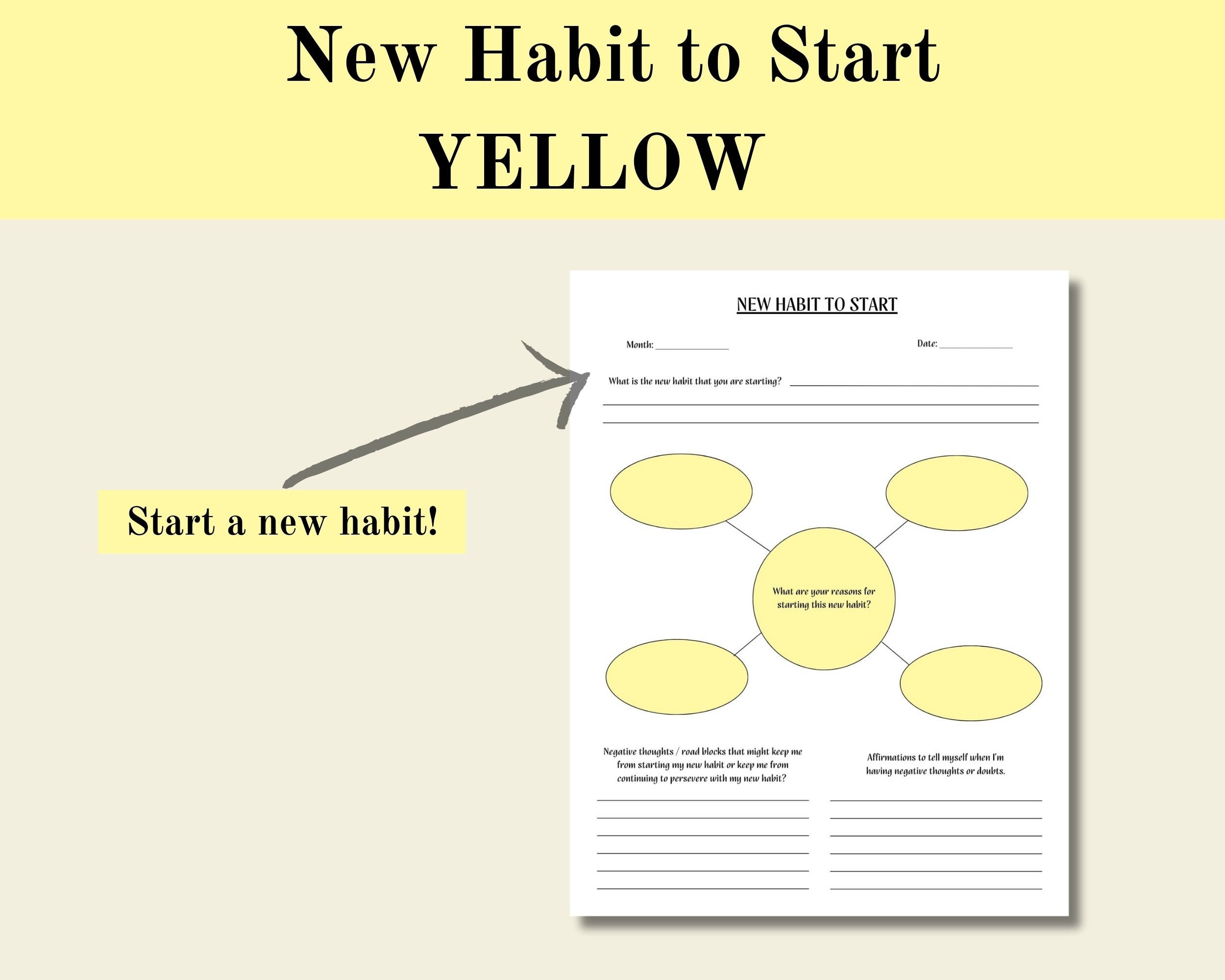 Yellow Monthly Habit Tracker Printable, Weekly Tracker Digital, Habit ...