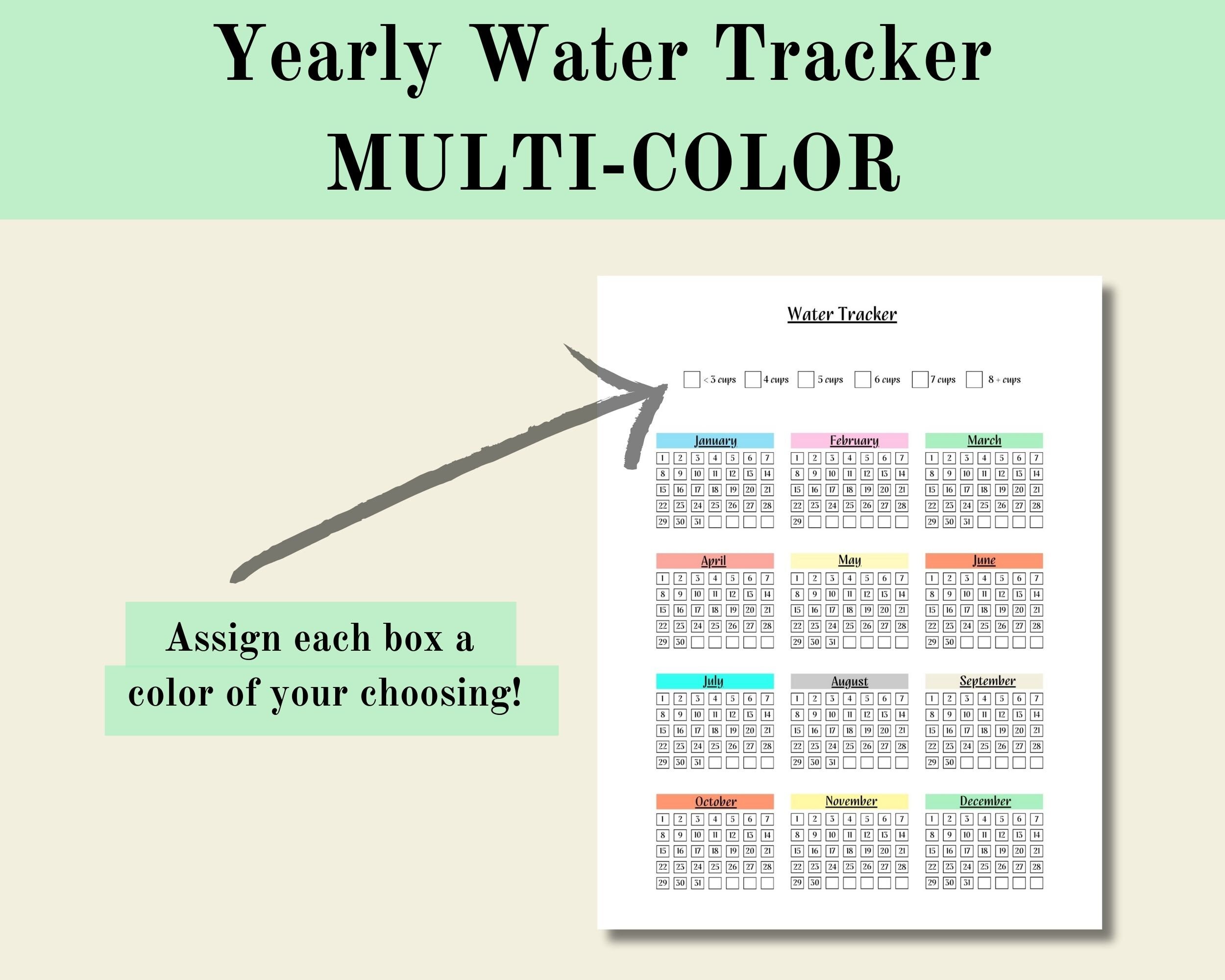 Multi Color Water Tracker Printable, Hydration Tracker, Habit Tracker ...