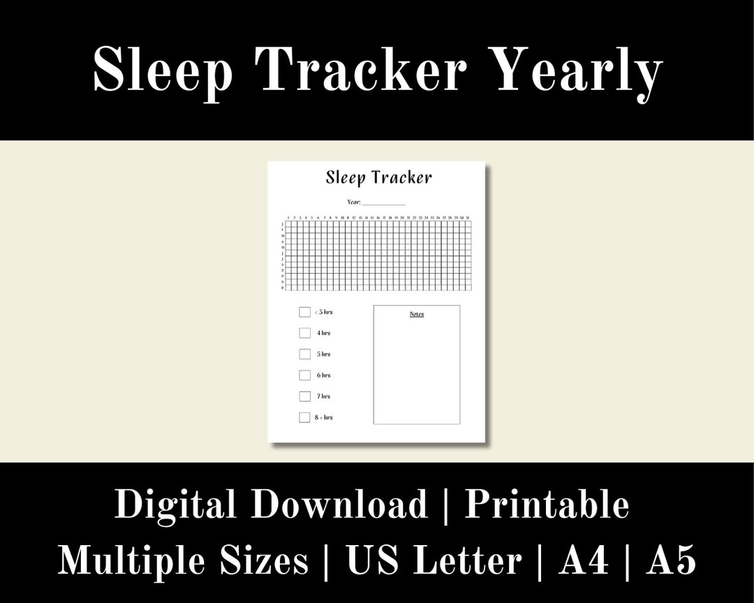 Sleep Tracker Yearly Blank Printable Log, Sleep Worksheet Journal ...