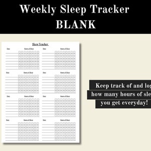 Blank Weekly Sleep Tracker Printable, Daily Sleep Log Digital ...