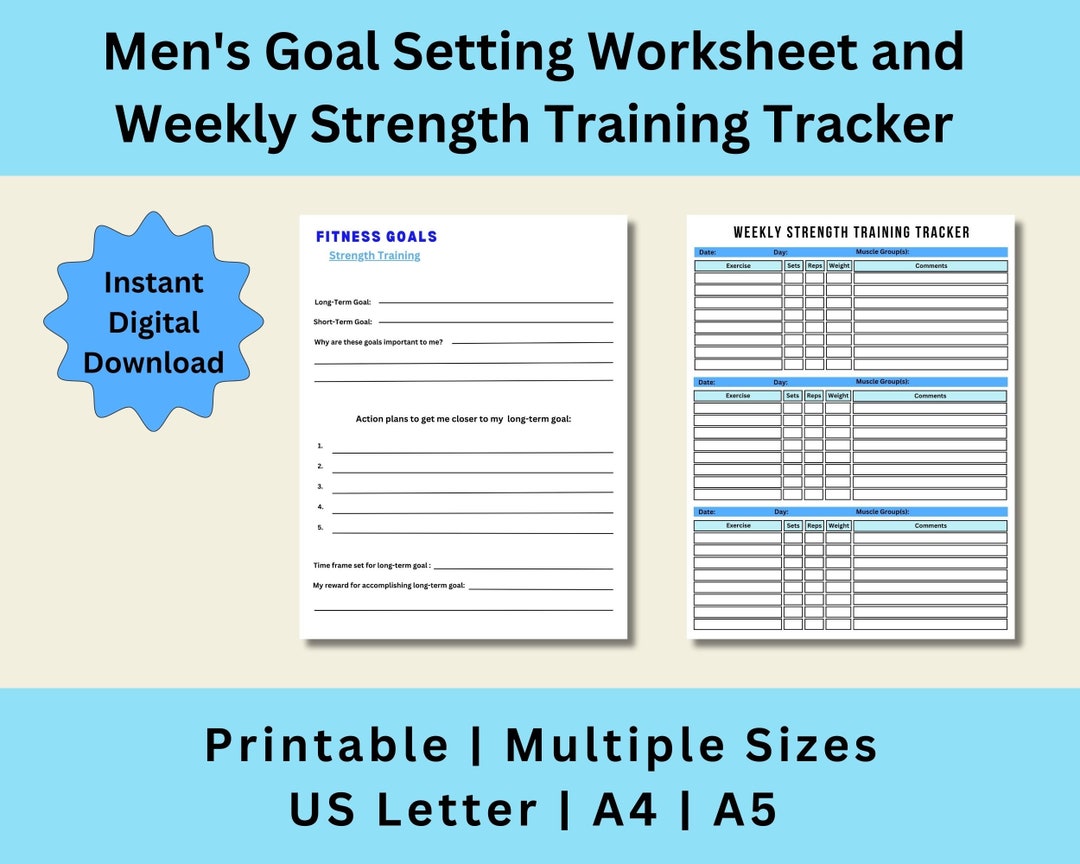 Weekly Strength Training Tracker Printable, Goal Setting Worksheet ...