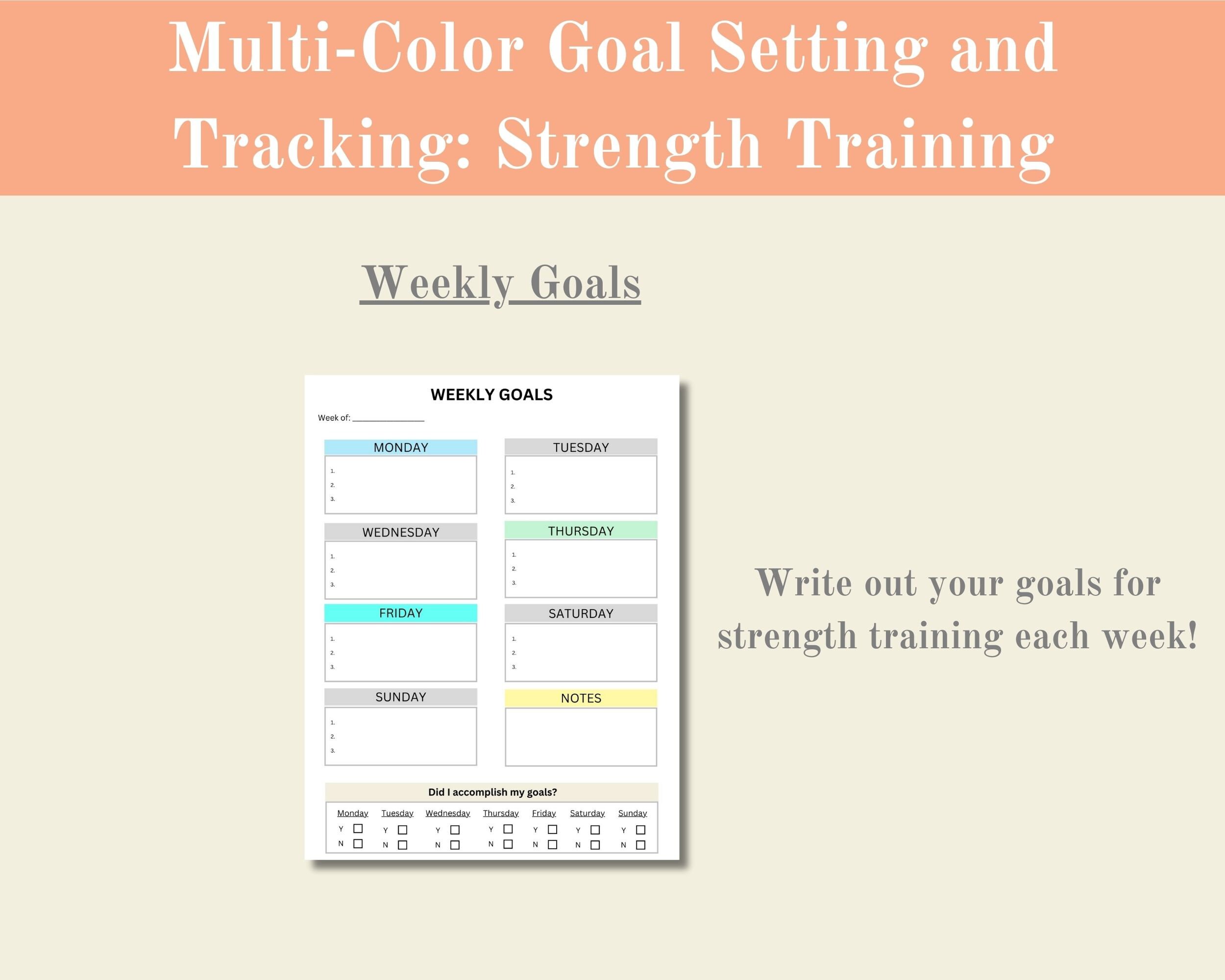 Goal Setting and Tracking Strength Training Tracker Goal - Etsy