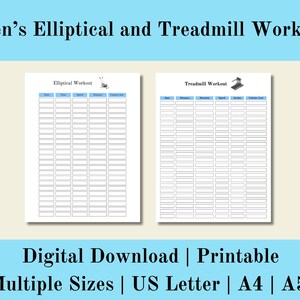 Mens Elliptical and Treadmill Workout, Elliptical Log, Treadmill Log ...