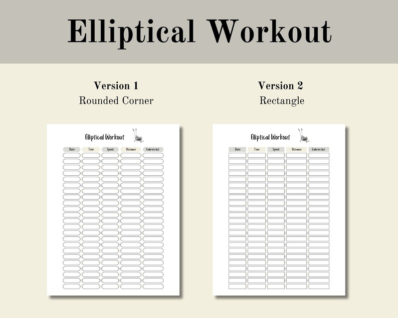 Elliptical and Treadmill Workout, Elliptical Log, Treadmill Log ...