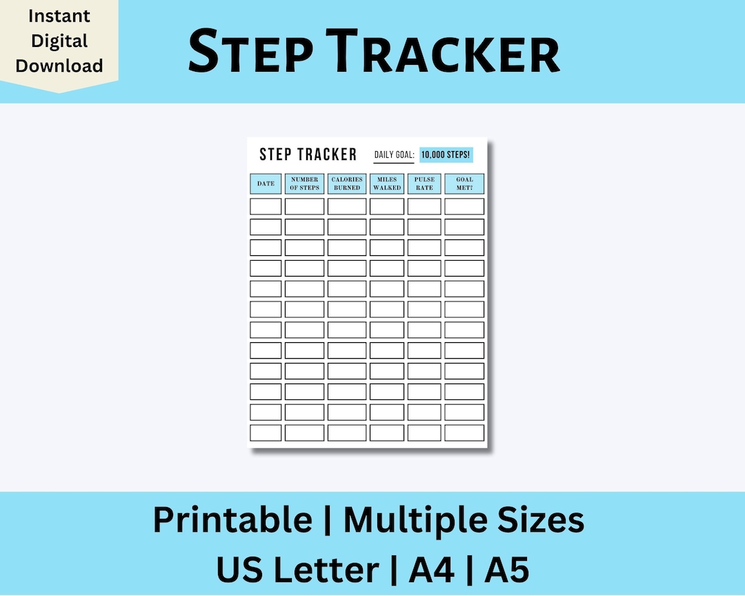 Step Tracker Printable, Daily Step Log Printable, Fitness Tracker ...