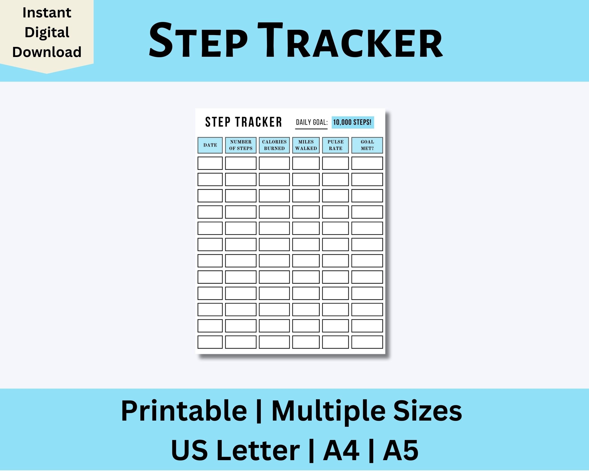 Step Tracker Printable, Daily Step Log Printable, Fitness Tracker ...