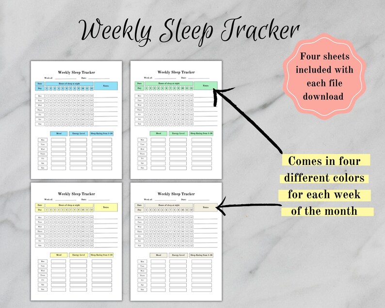 Sleep Tracker Printable, Printable Habit Tracker, Sleep Log, Weekly ...