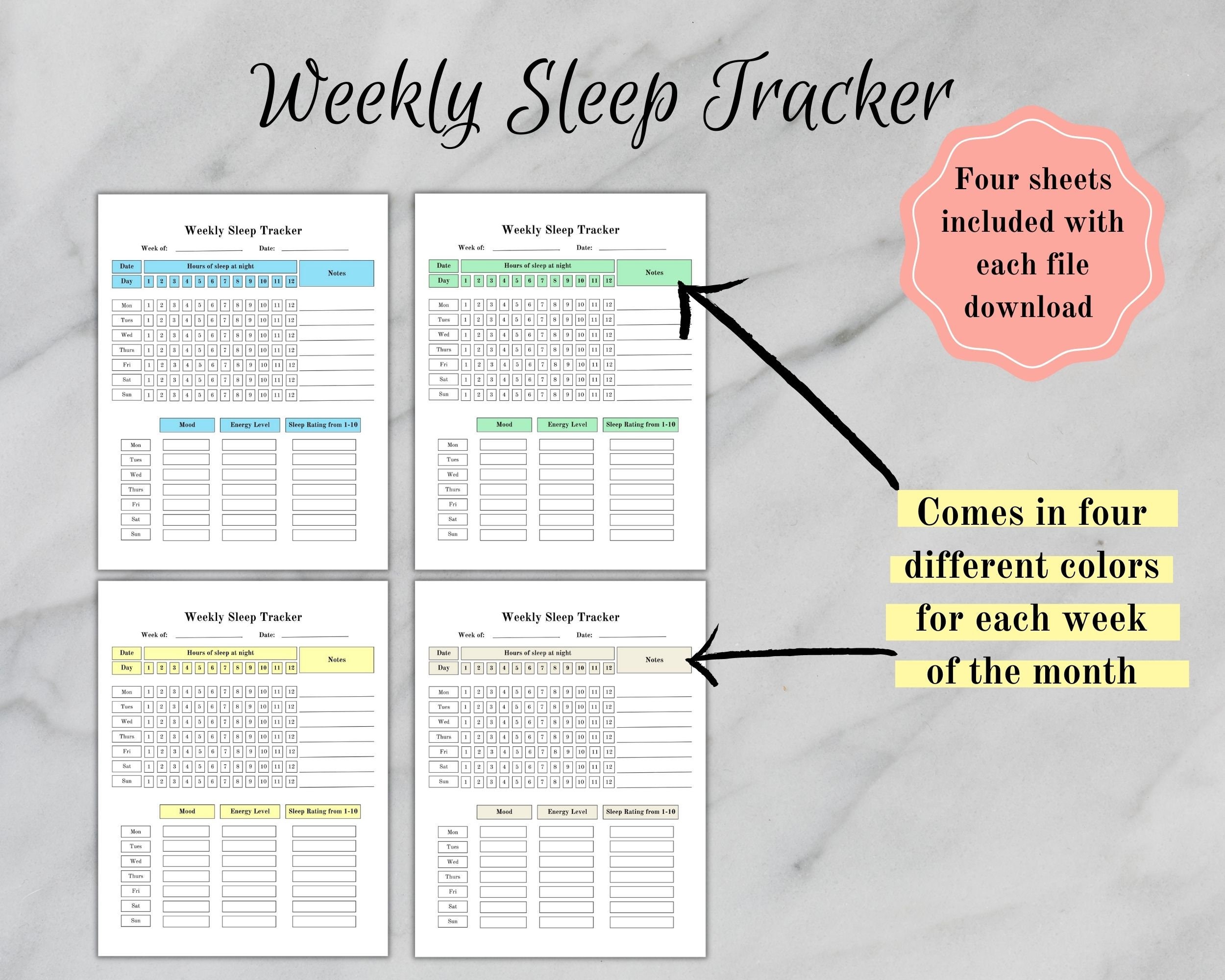 Sleep Tracker Printable, Printable Habit Tracker, Sleep Log, Weekly ...