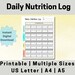 Daily Nutrition Log, Printable Nutrition Tracker, Food Journal ...