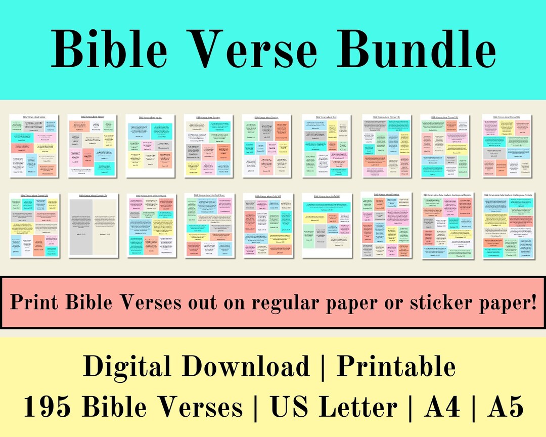 Printable Bible Verse Stickers Bundle, Digital Scripture Faith Stickers ...