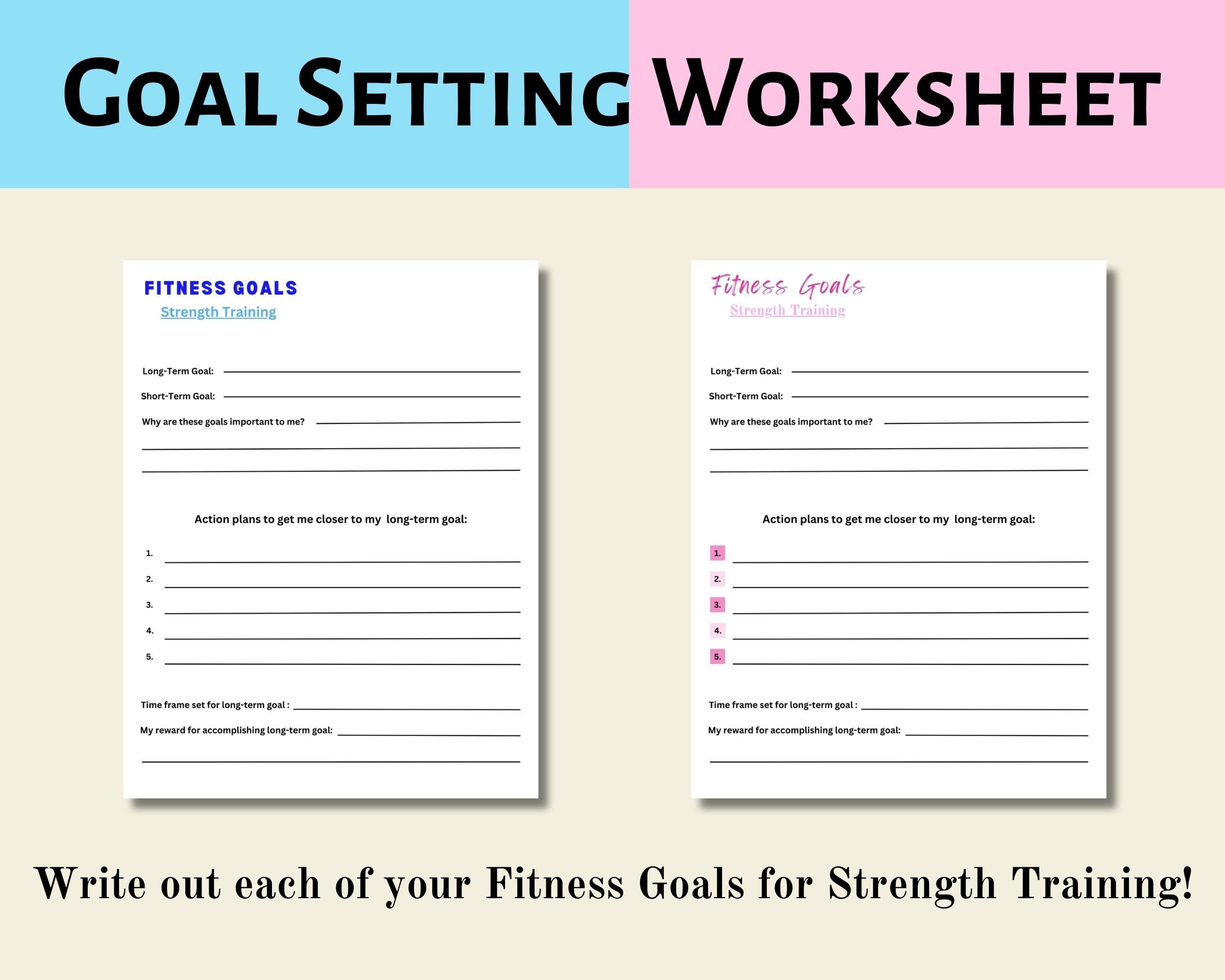 Goal Setting Worksheet, Weekly Strength Training Tracker Printable ...