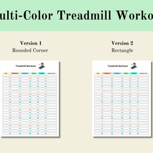 Multi Color Treadmill Workout, Treadmill Log, Treadmill Tracker ...