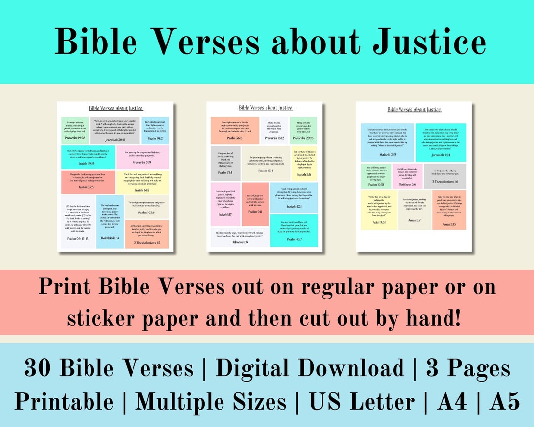 Printable Bible Verse Justice Stickers, Digital Scripture Stickers ...
