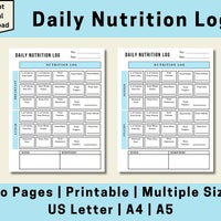 Nutrition Log, Daily Nutrition Log, Meal Tracker, Food Tracker ...