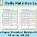 Printable Nutrition Log, Daily Nutrition Log, Meal Tracker, Food ...