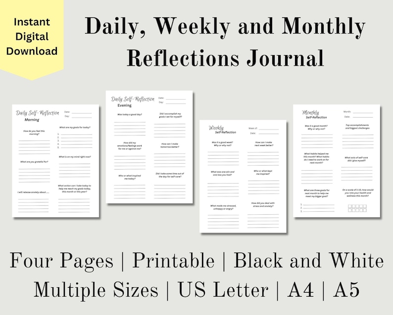 Reflections Journal, Self-reflection Journal, Printable Reflections ...