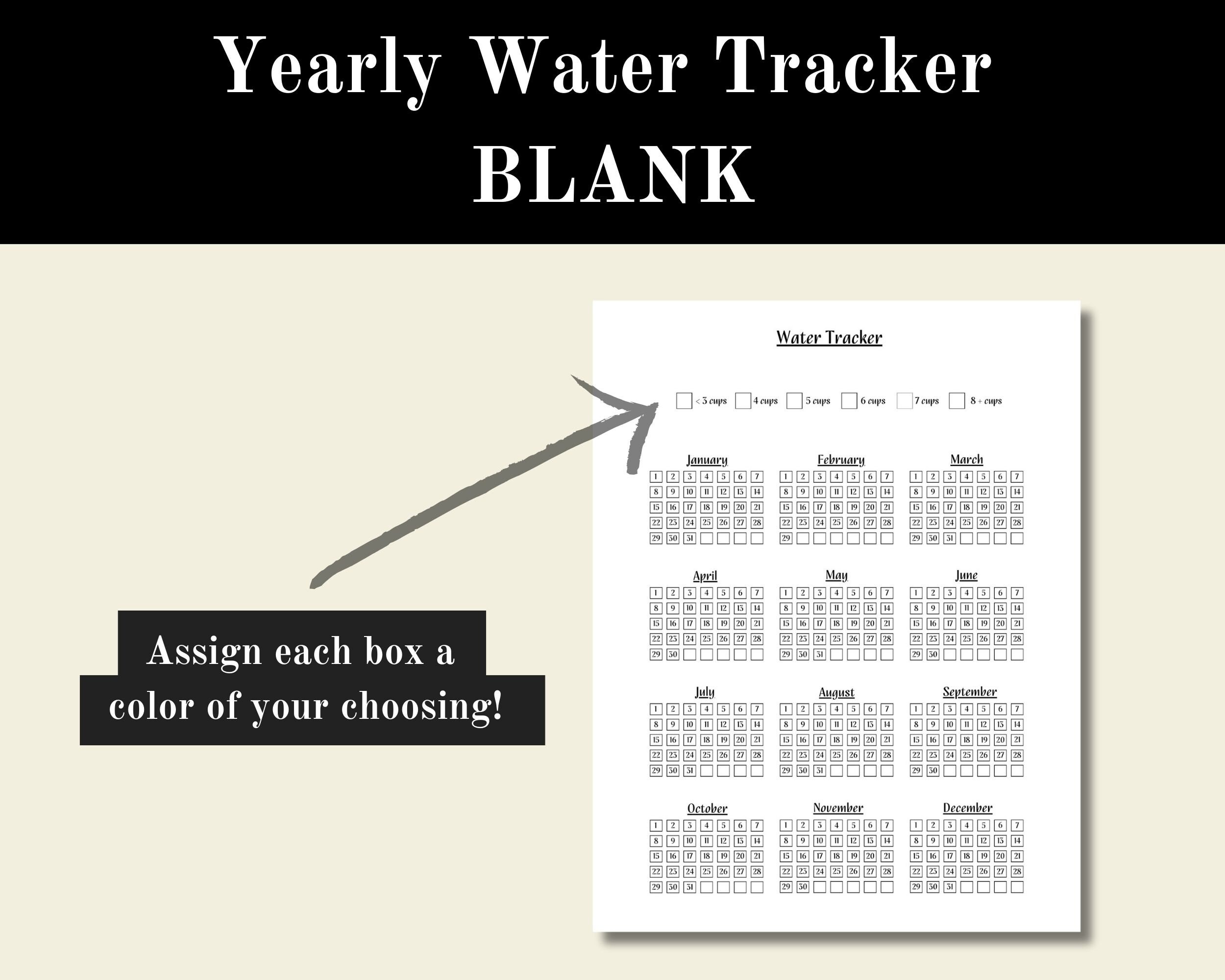 Blank Water Tracker Printable, Hydration Tracker, Habit Tracker, Water ...