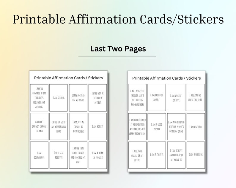 Black and White Affirmation Cards Printable Stickers, Self Care ...