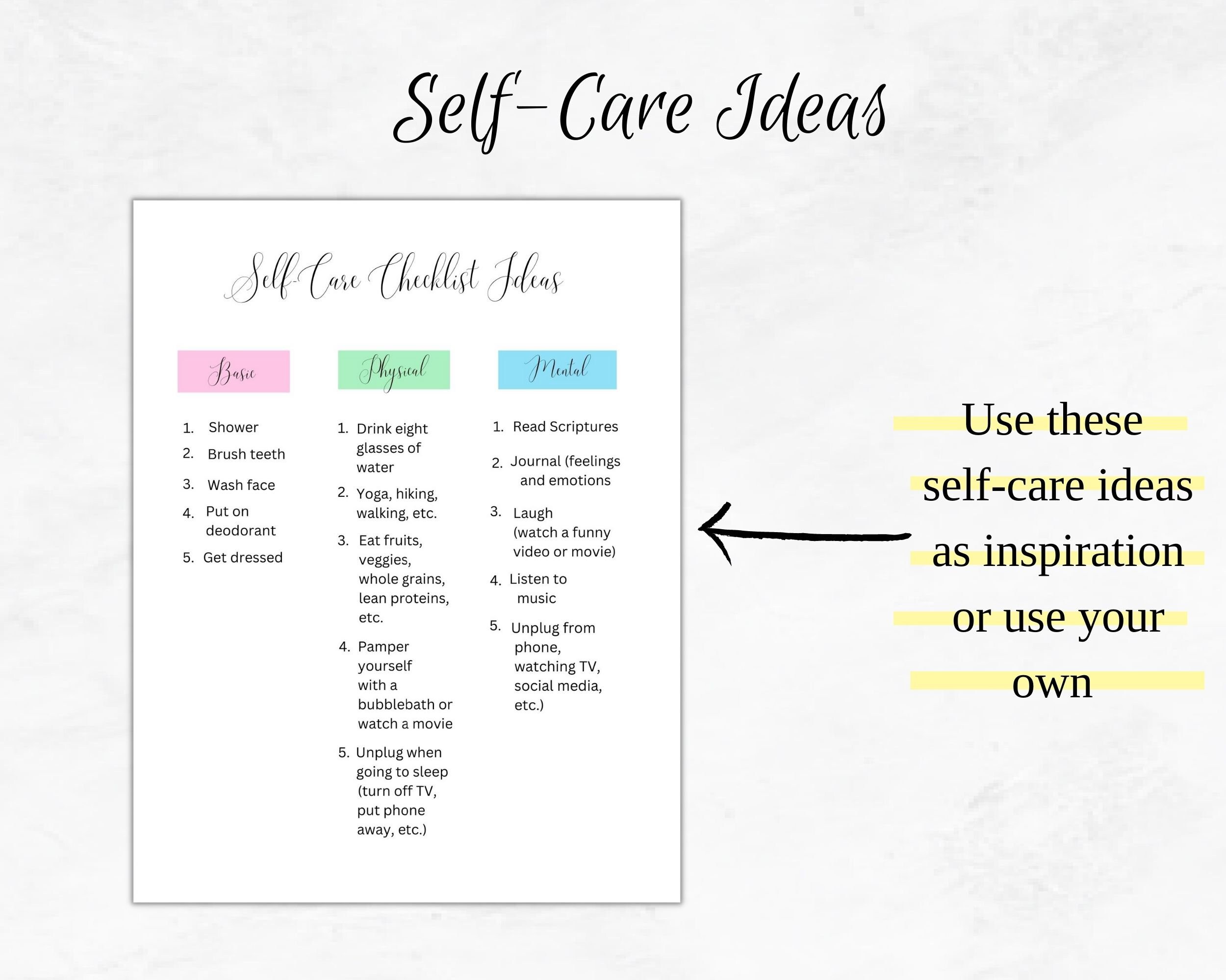 Self Care Checklist, Wellbeing Checklist, Self Care PDF, Printable ...