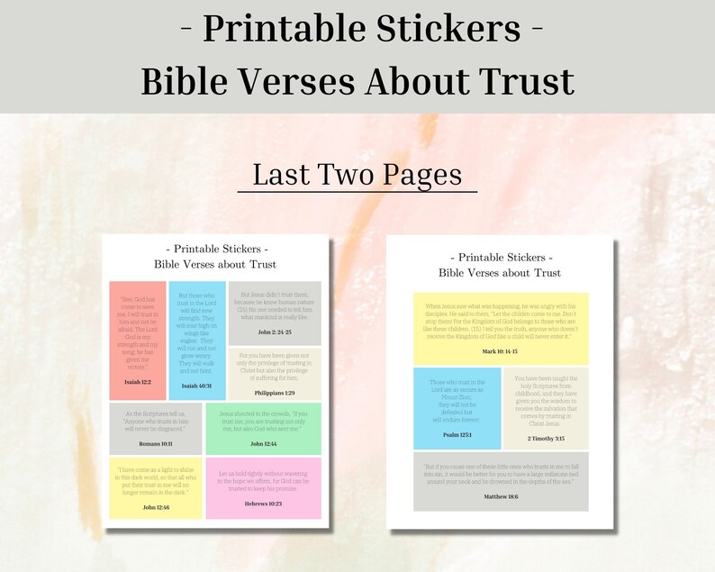 Printable Bible Verse Trust Stickers, Christian Digital Stickers for ...