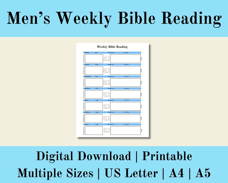 Weekly Bible Reading, Bible Reading Tracker, Printable Weekly Bible ...